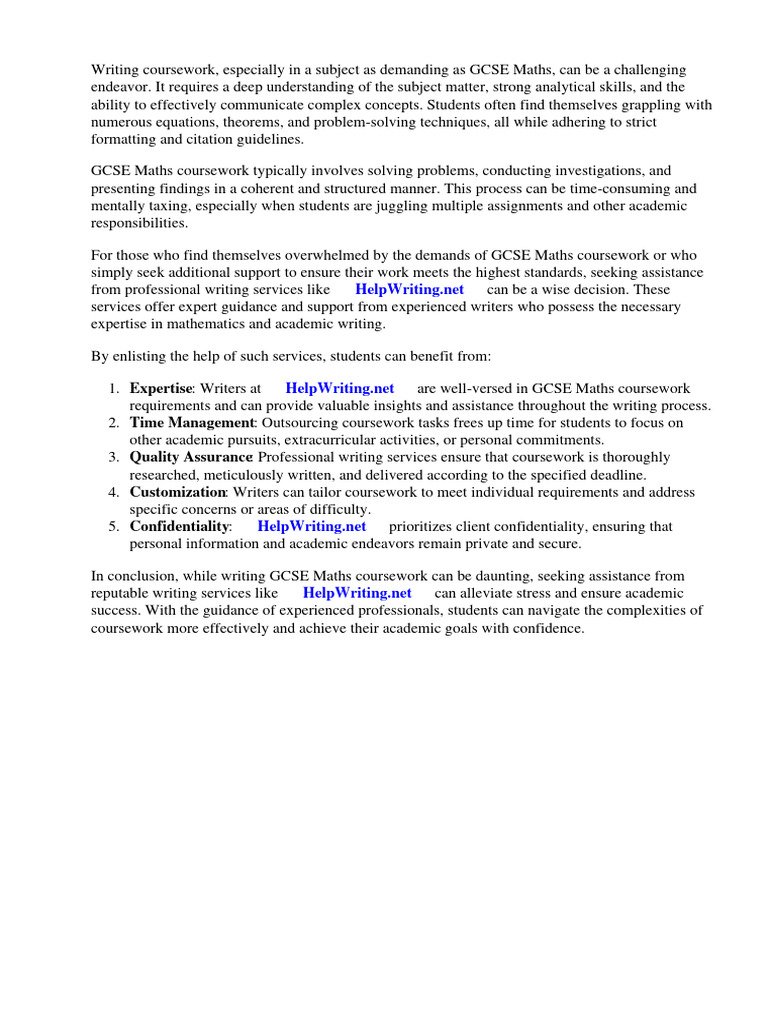 Coursework in Gcse Maths | PDF