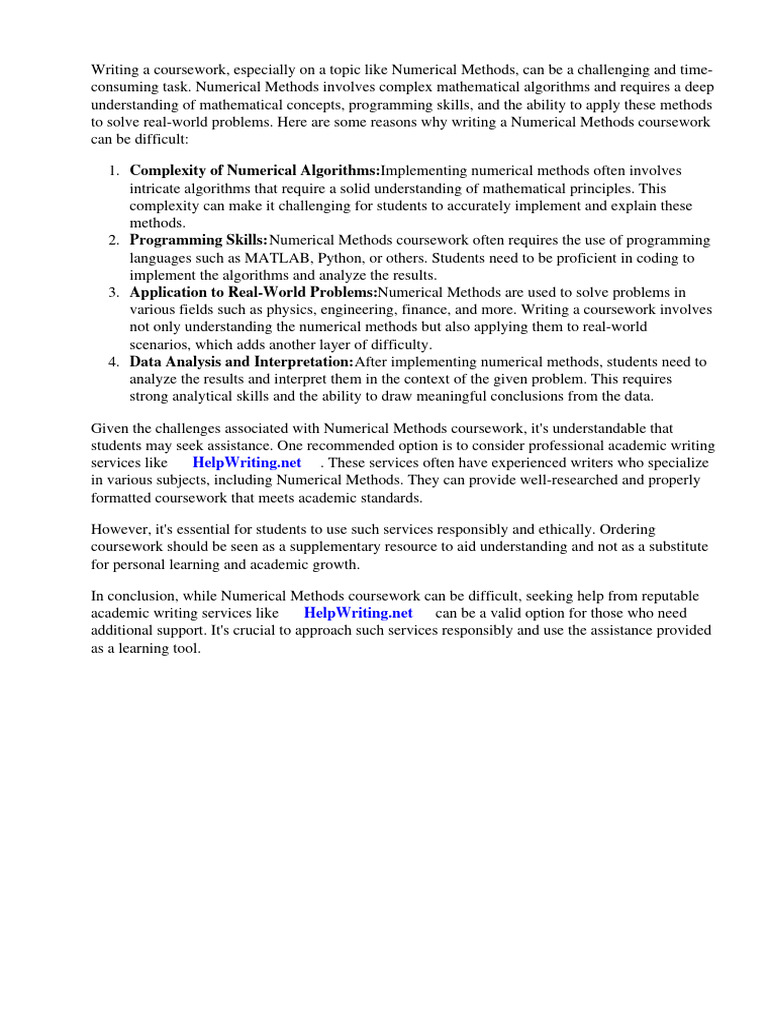 Numerical Methods Coursework | PDF | Numerical Analysis | Computer ...