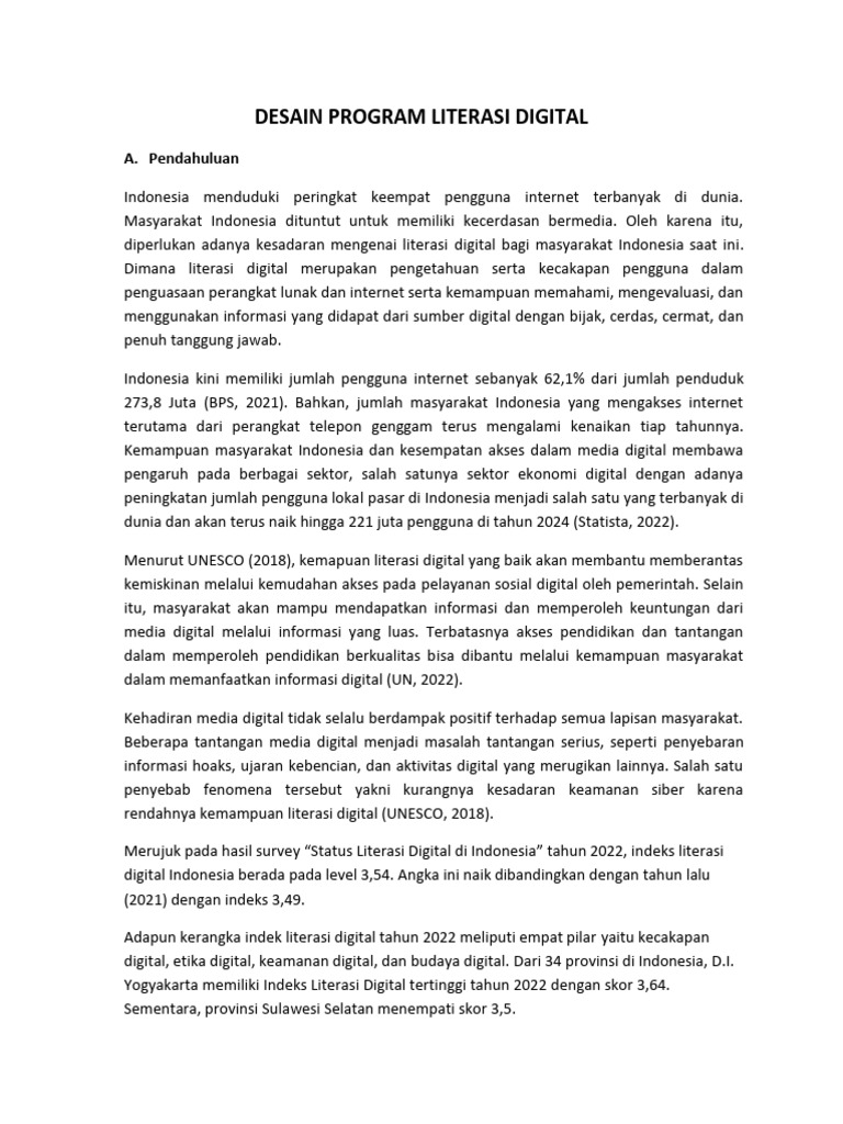 Draf Desain Program Literasi Digital | PDF | Politik | Ilmu Sosial