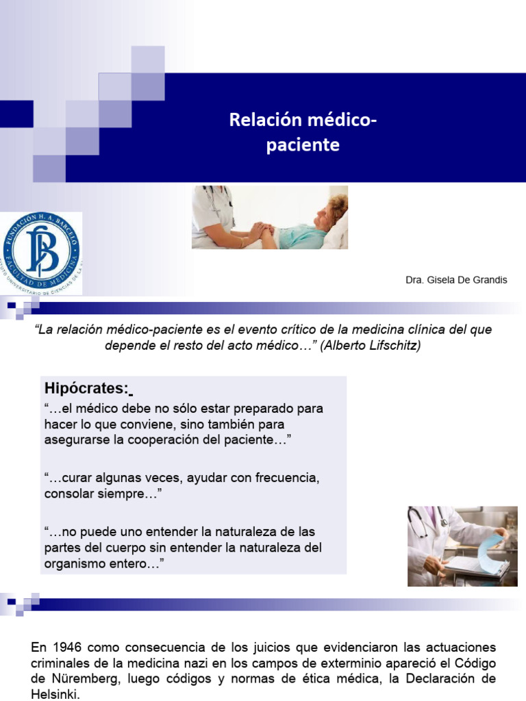 Relación Médico Paciente APS 2023 CLASE 3 | PDF | Consentimiento informado | Historial médico
