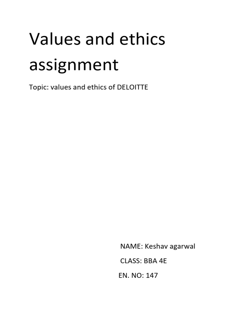 Values and Ethics Assignment Keshav Agarwal | PDF | Business Economics | Economies