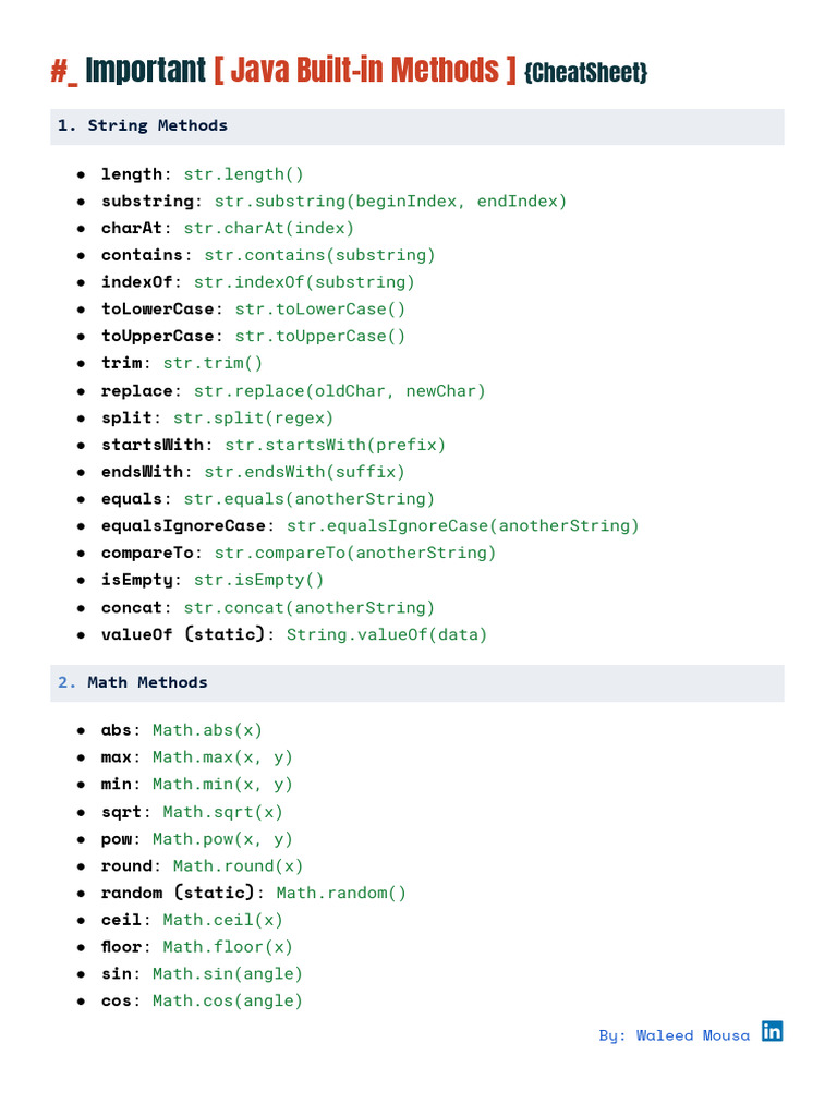 Java INBUILD Methods | Download Free PDF | Network Socket | Computer Engineering