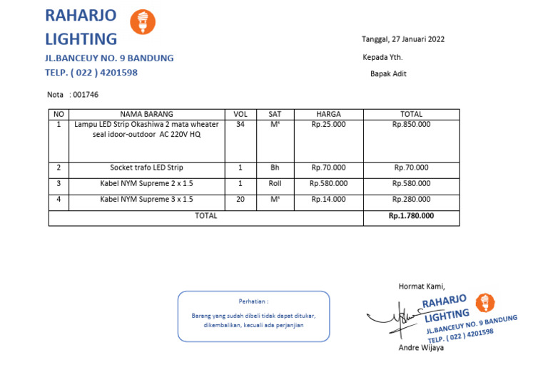 Nota Raharjo Lighting | PDF