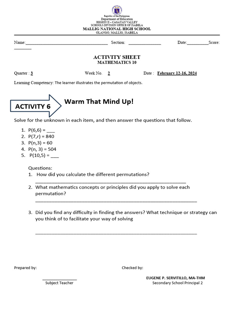 Acitivity Sheet Template | PDF | Human Communication | Neuroscience