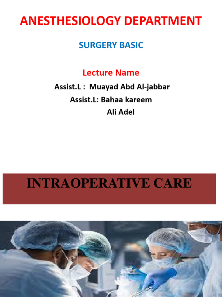 Intra Operative | PDF | Anesthesia | Surgery