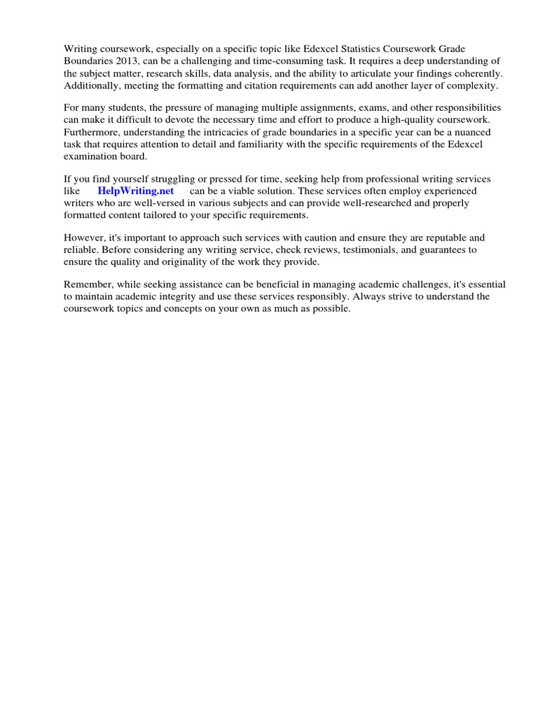 Edexcel Statistics Coursework Grade Boundaries 2013 | PDF