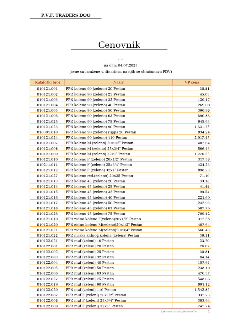Peštan - Cenovnik | PDF | Home & Garden | Science & Mathematics