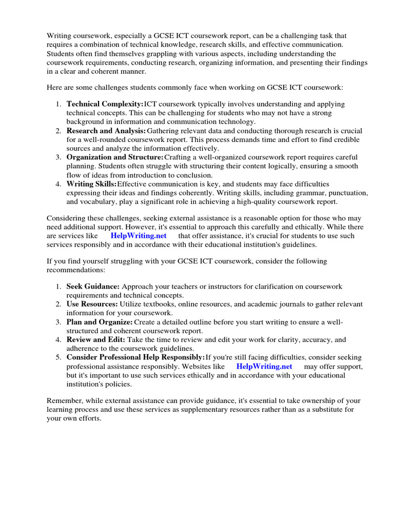 Gcse Ict Coursework Report | PDF | Educational Technology | Computer Memory