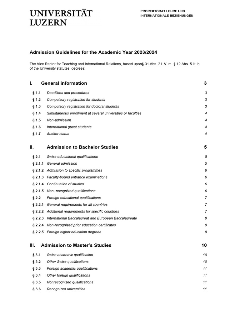 Admission Guidelines For The Academic Year 2023 2024 | Download Free PDF | Academic Degree ...