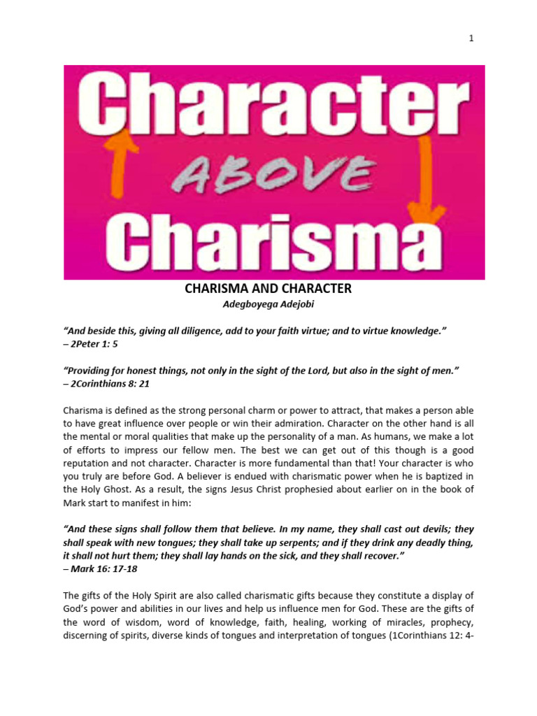 Charisma and Character | PDF | Spiritual Gift