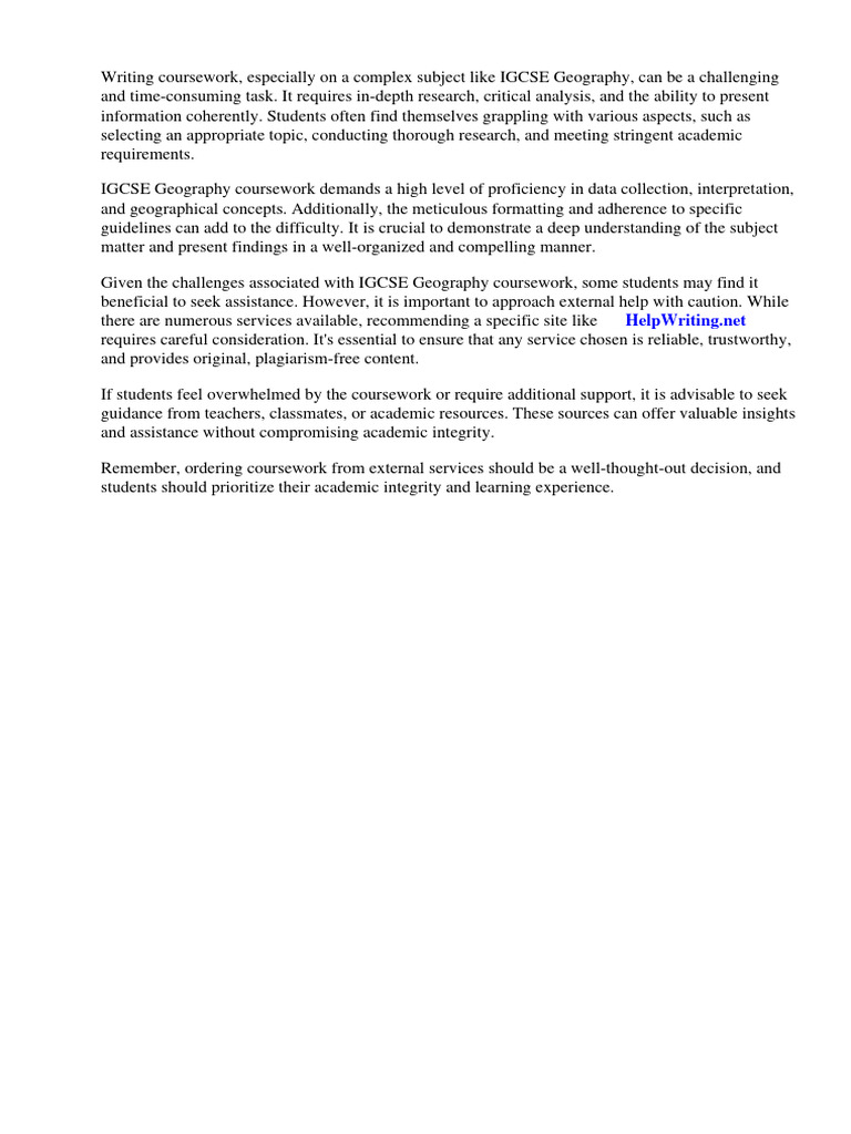 Igcse Geography Coursework Sample | PDF | River | Geography