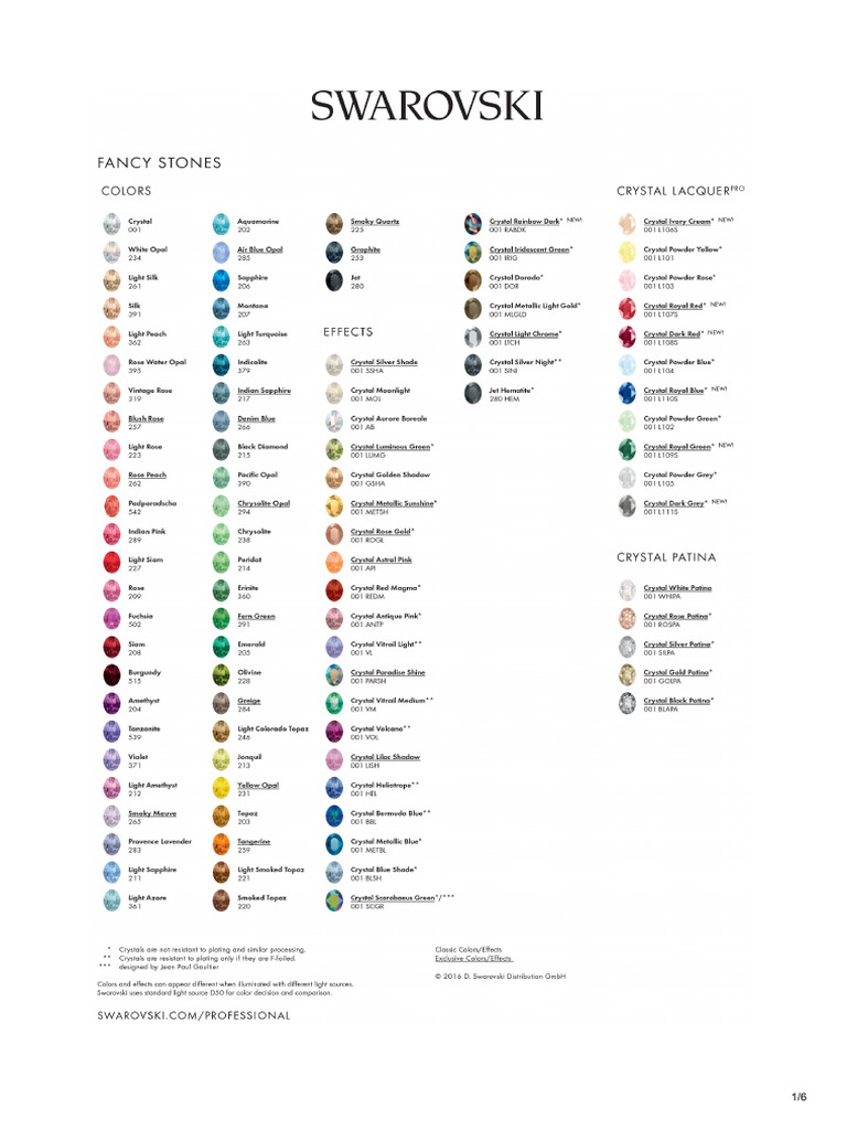 Bluestreakcrystals - Co.uk-Swarovski Fancy Stones Colour Chart | PDF