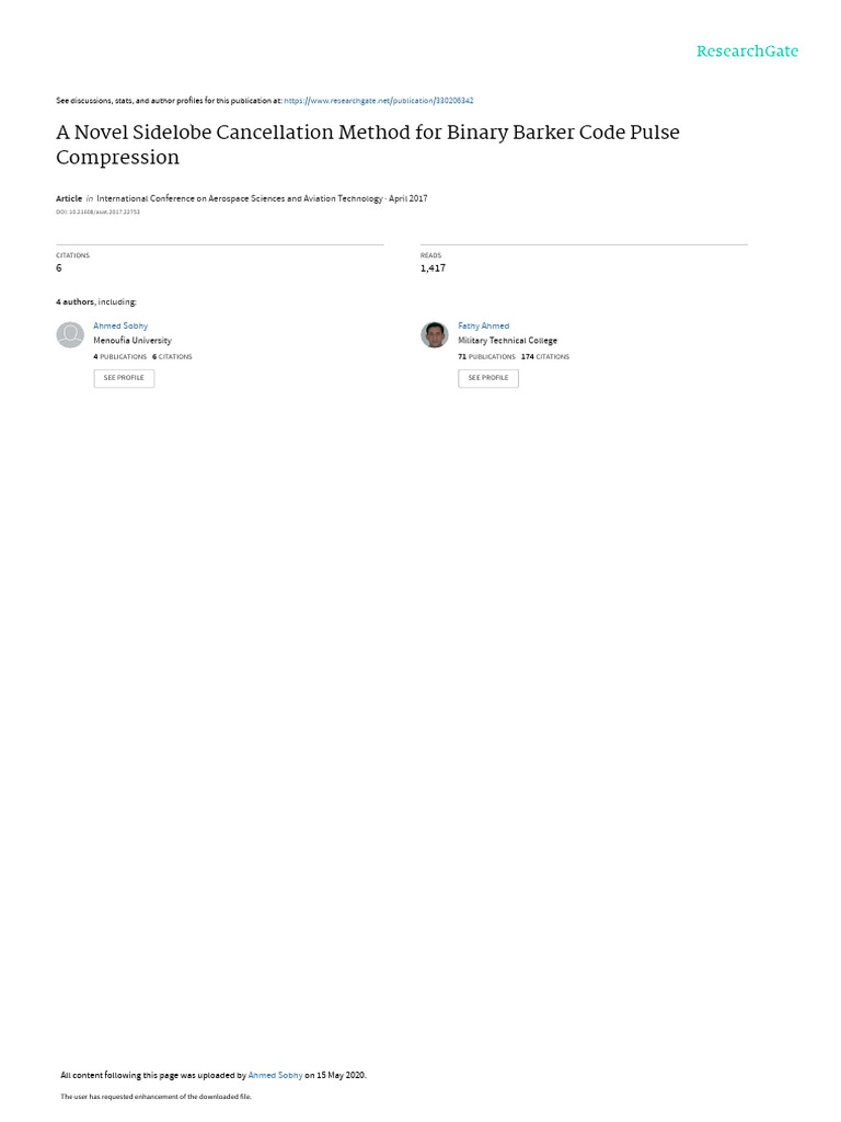 A Novel Sidelobe Cancellation Method For Binary Ba | PDF | Signal To Noise Ratio | Filter ...