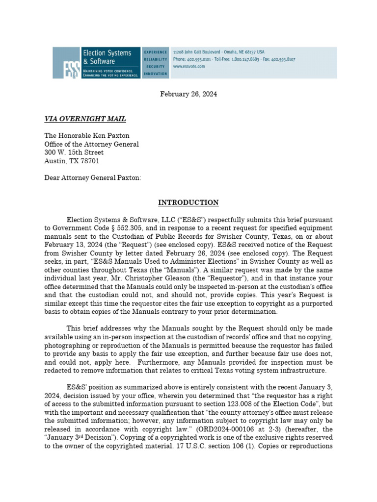 ESS Brief - Swisher County Final 2-26-24 | PDF | Fair Use | Copyright