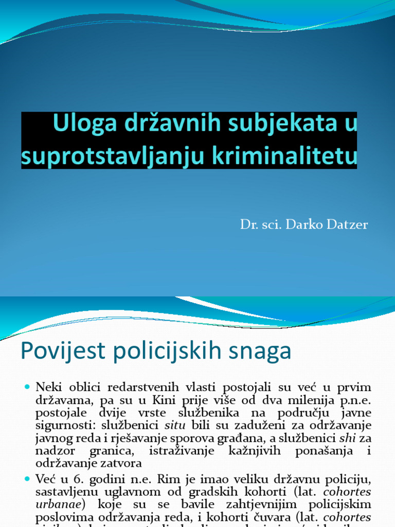 Uloga Državnih Subjekata U Suprotstavljanju Kriminalitetu | PDF