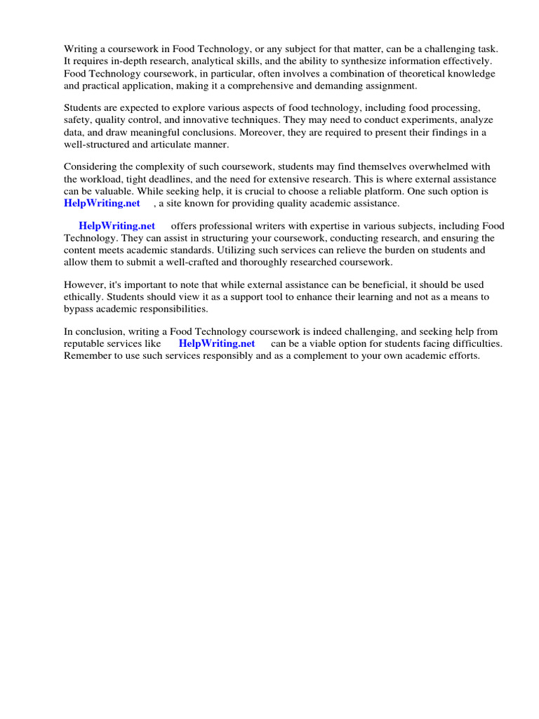 Food Technology Coursework Evaluation | PDF | Healthy Diet