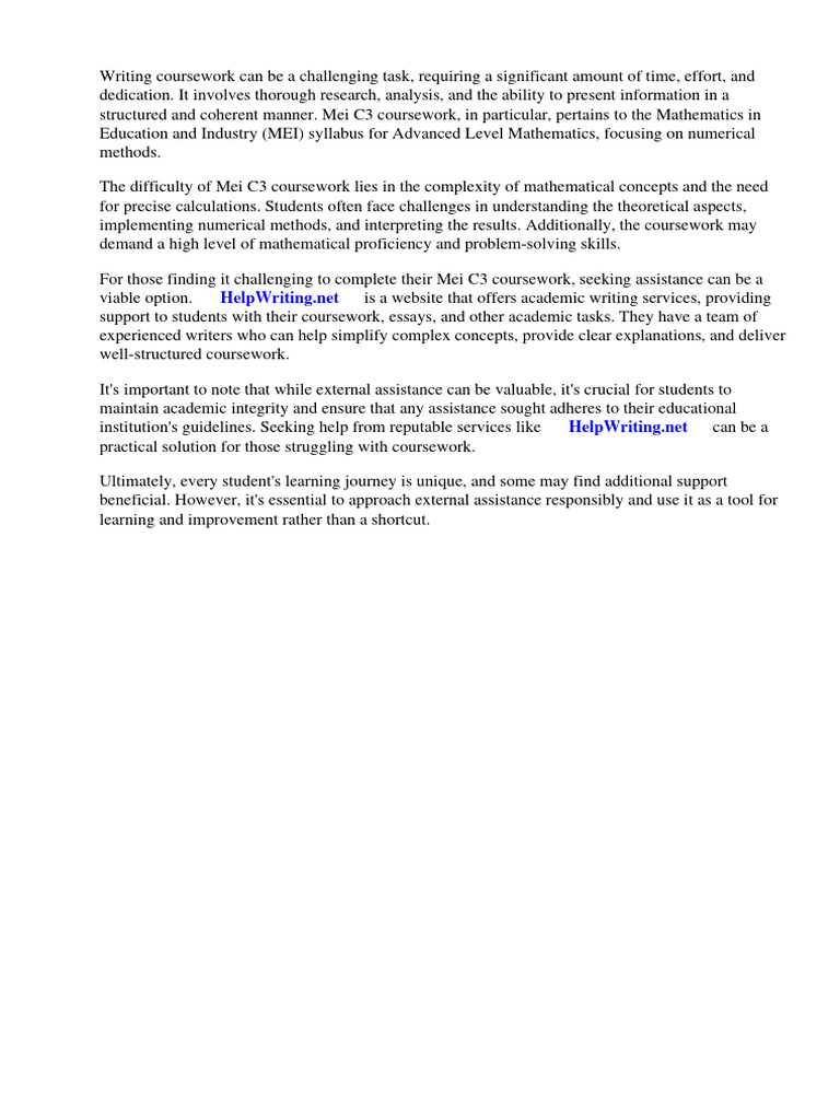 Mei c3 Coursework Examples | Download Free PDF | Mathematics