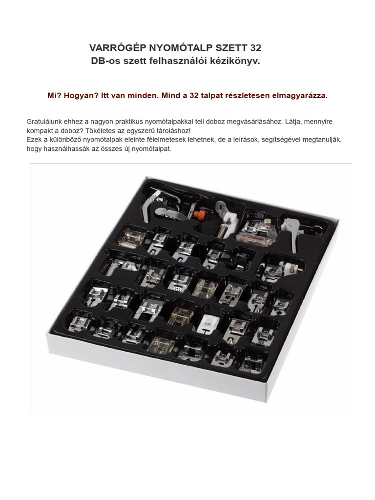 Varrógép Talpak Használati Útmutató | PDF