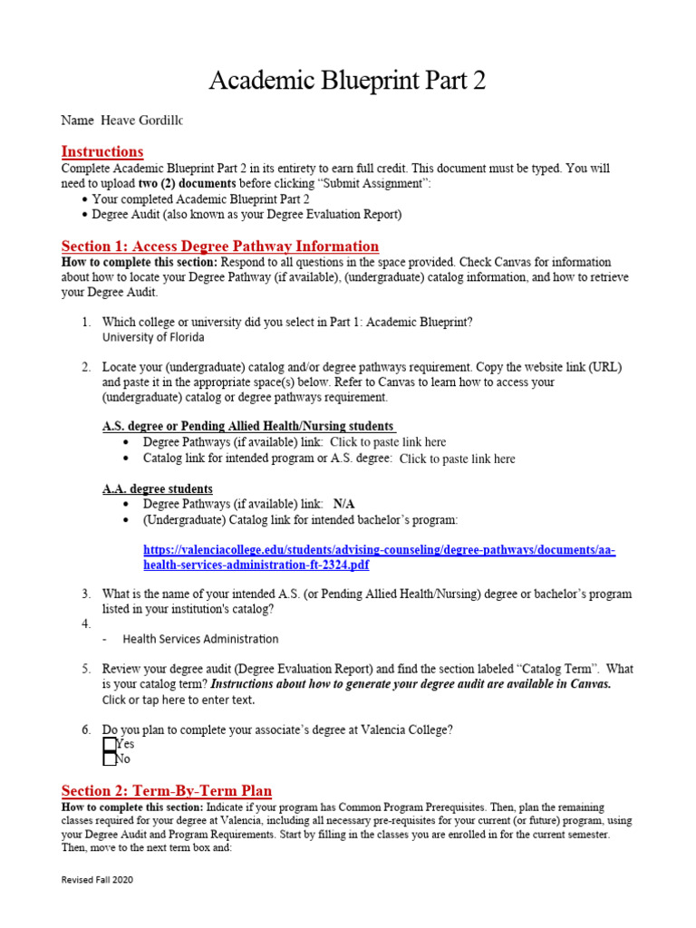 Academic Blueprint Part 2 Revfa20 Pdf University And College