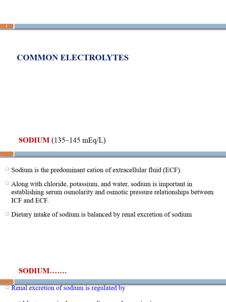 Common Electrolyte | PDF | Kidney | Clinical Medicine