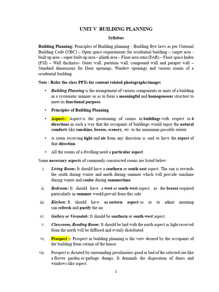 Unit V Building Planning Notes | PDF | Stairs | Buildings And Structures