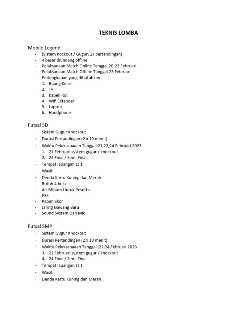 Teknis Lomba | PDF