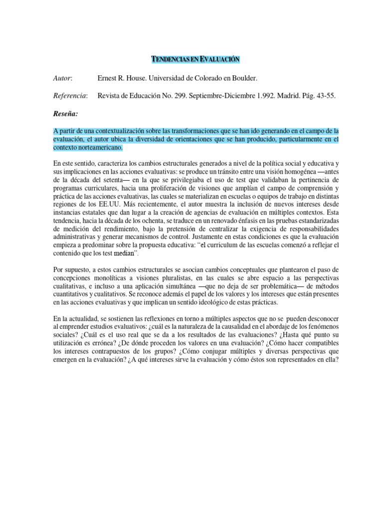 Tendencias en Evaluación | PDF