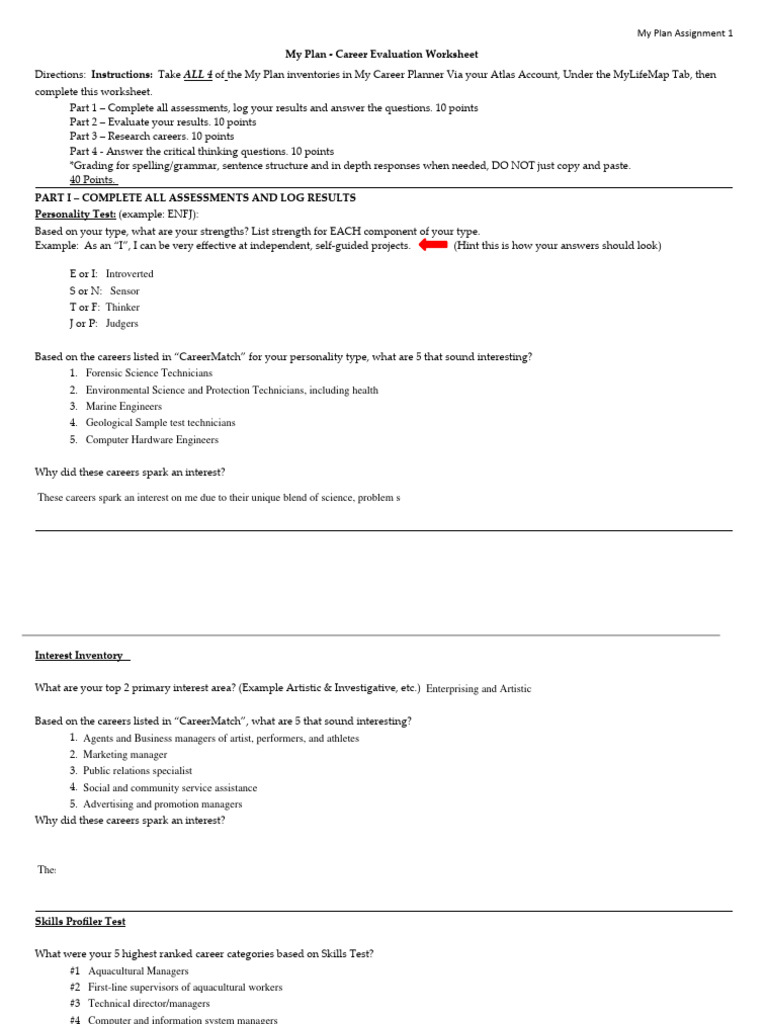 Career Exploration Worksheet | Download Free PDF | Employment | Juris ...