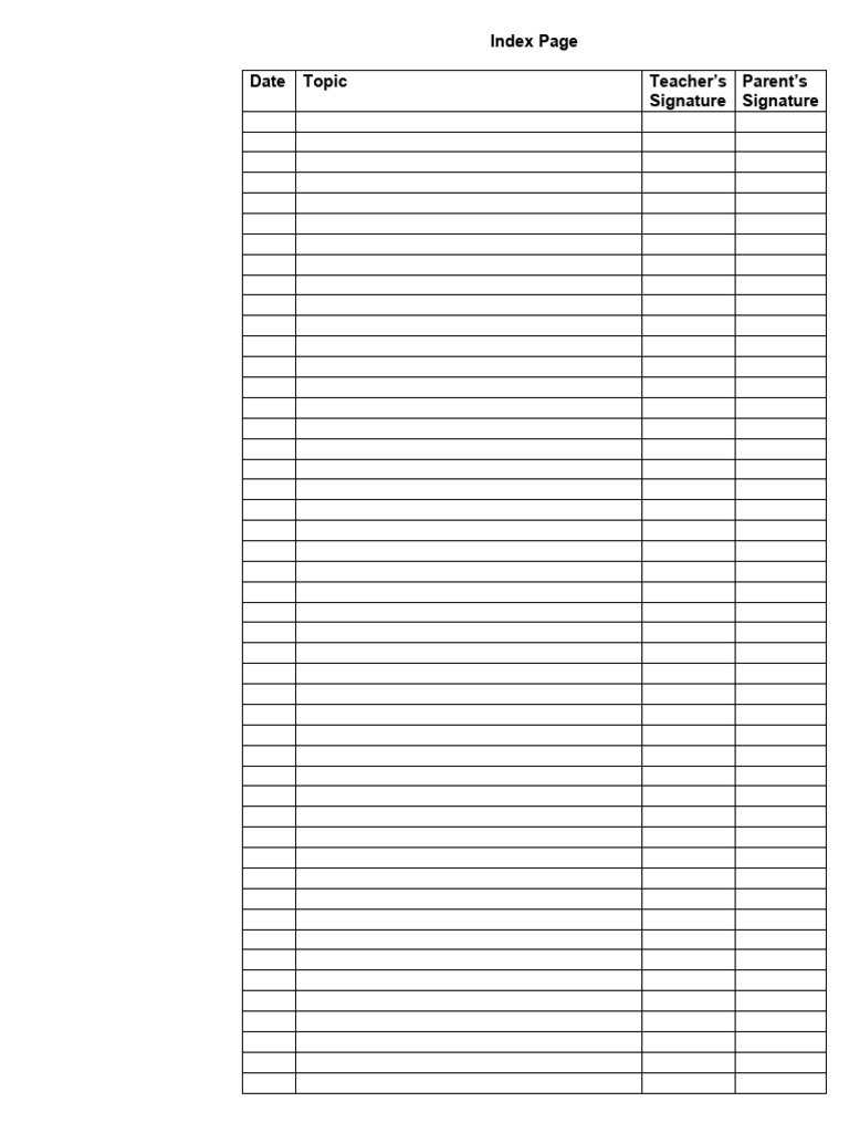 Blank Table Of Contents Template | Pdf