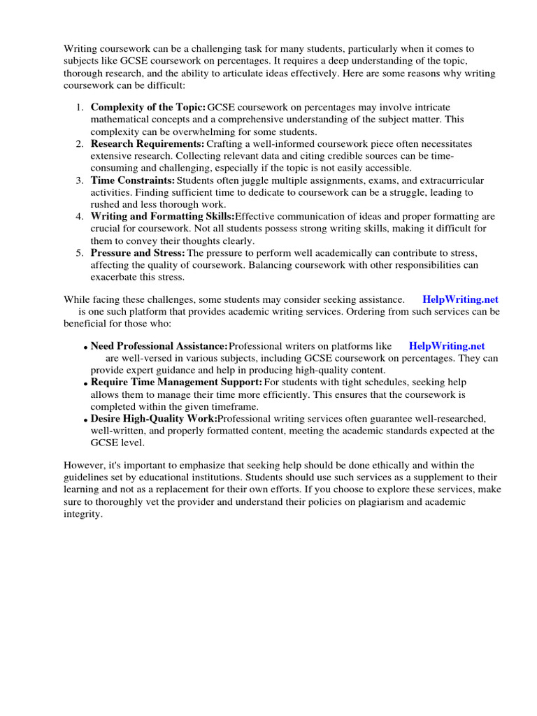 Gcse Coursework Percentages | PDF | Career & Growth