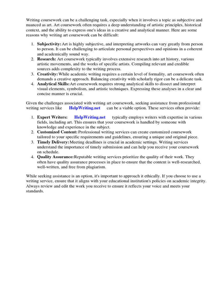 Art Coursework Annotation | PDF