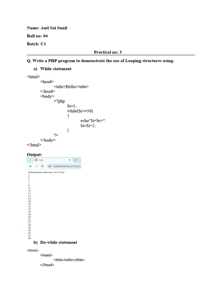 Practical No 3 (WBP) 04 | PDF