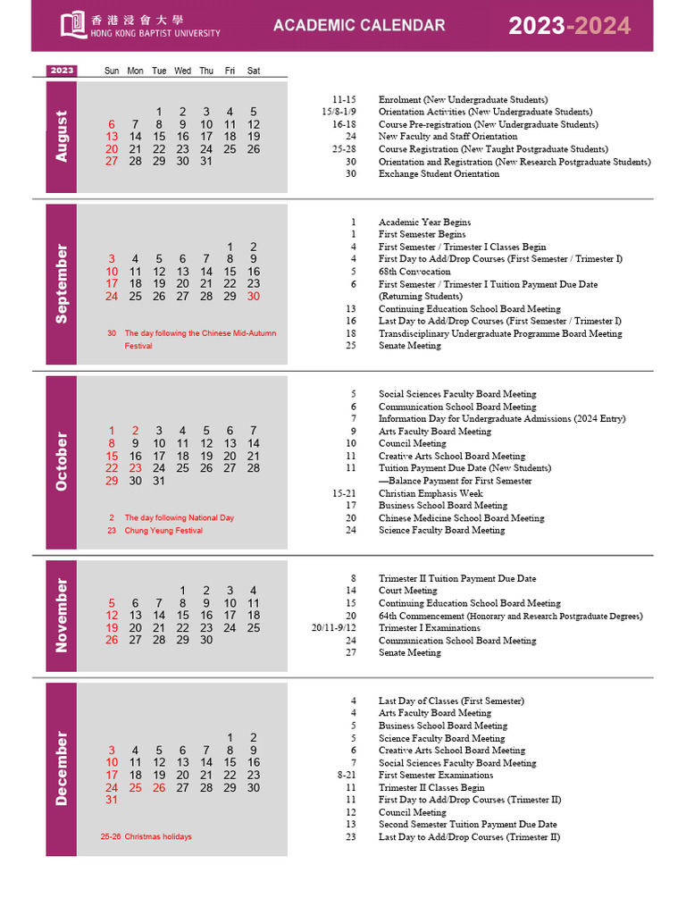 2023-2024 Academic Calendar Overview | PDF | Academic Term ...