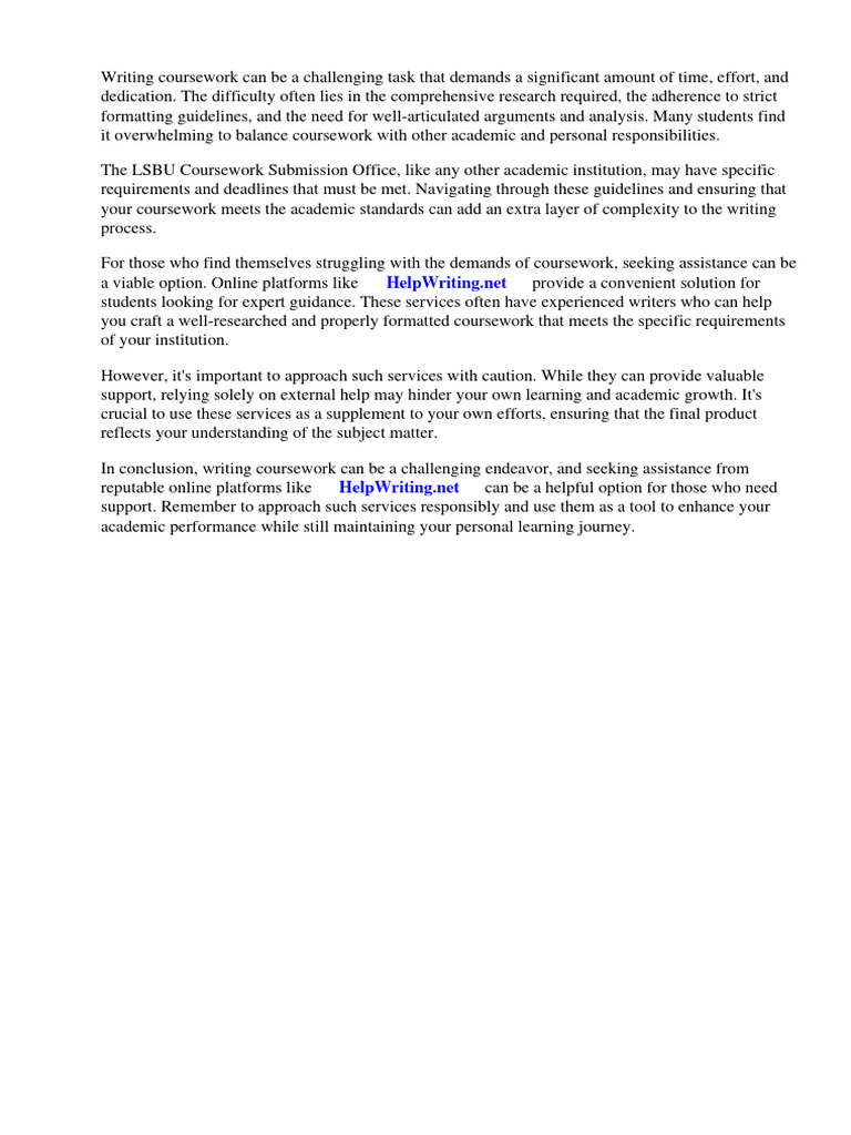 Lsbu Coursework Submission Office | PDF