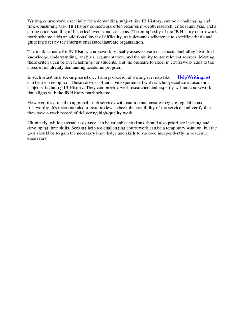 Ib History Coursework Mark Scheme | PDF | Essays | You Tube
