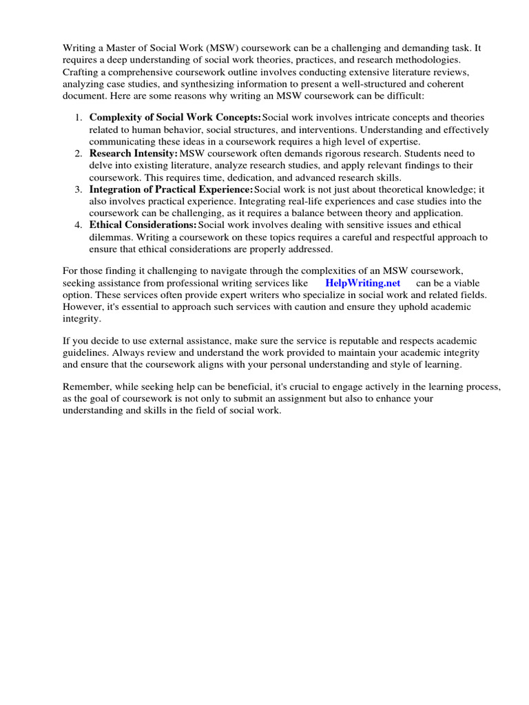 MSW Coursework Challenges | PDF | Career & Growth | Business