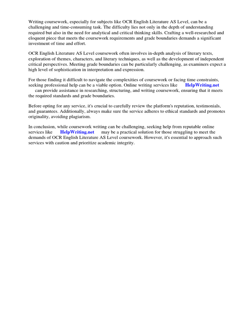 Ocr English Literature As Level Coursework Grade Boundaries | PDF ... Ocr English Literature As Level Coursework Grade Boundaries | PDF ...