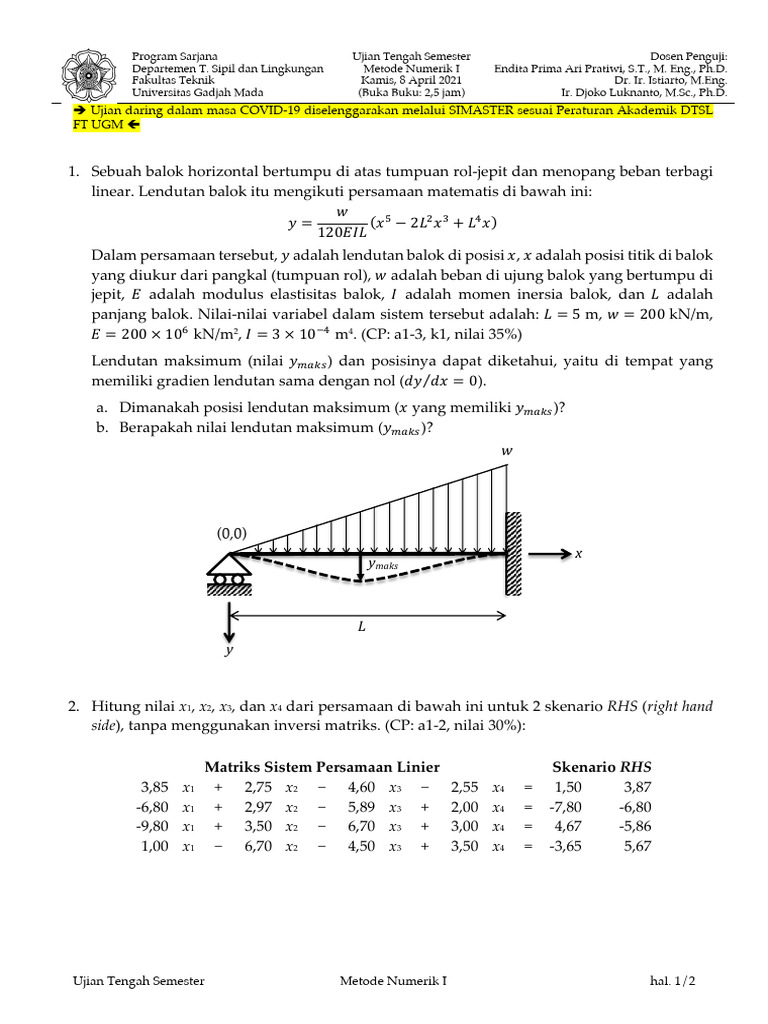 Soal UTS Metode Numerik I 2021 | PDF