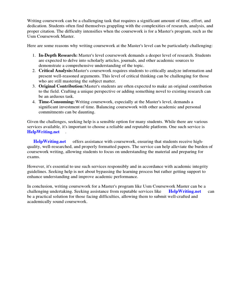 Usm Coursework Master | PDF | Postgraduate Education | Academic Degree