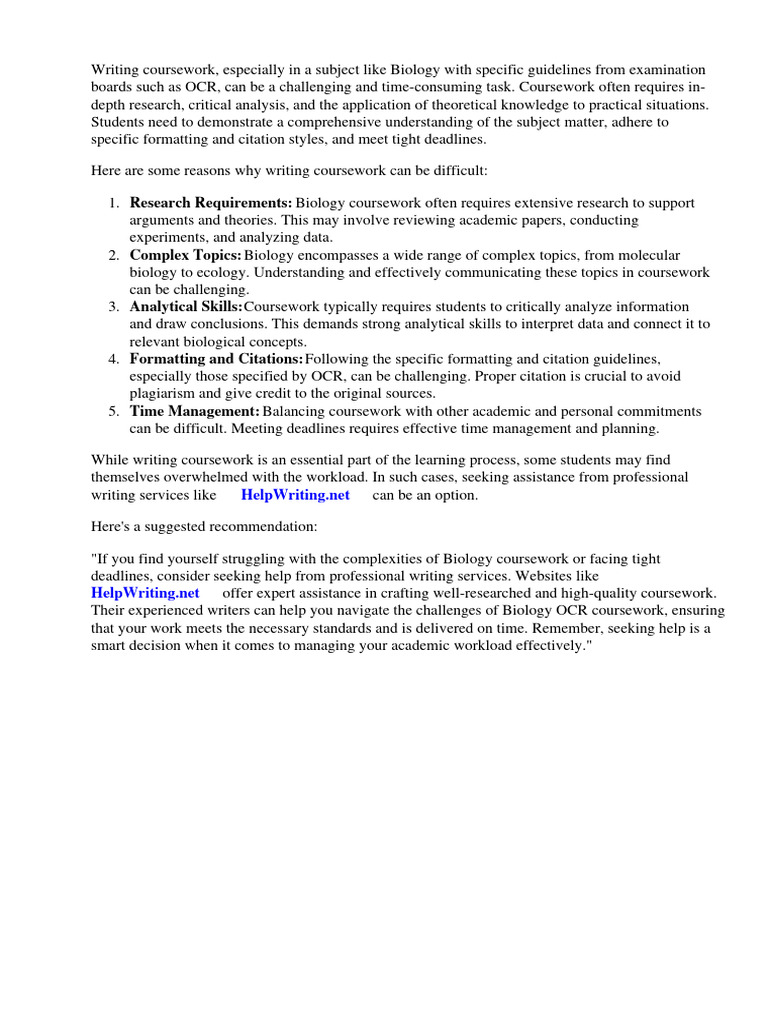 Coursework Biology Ocr | PDF | Facebook | Linked In