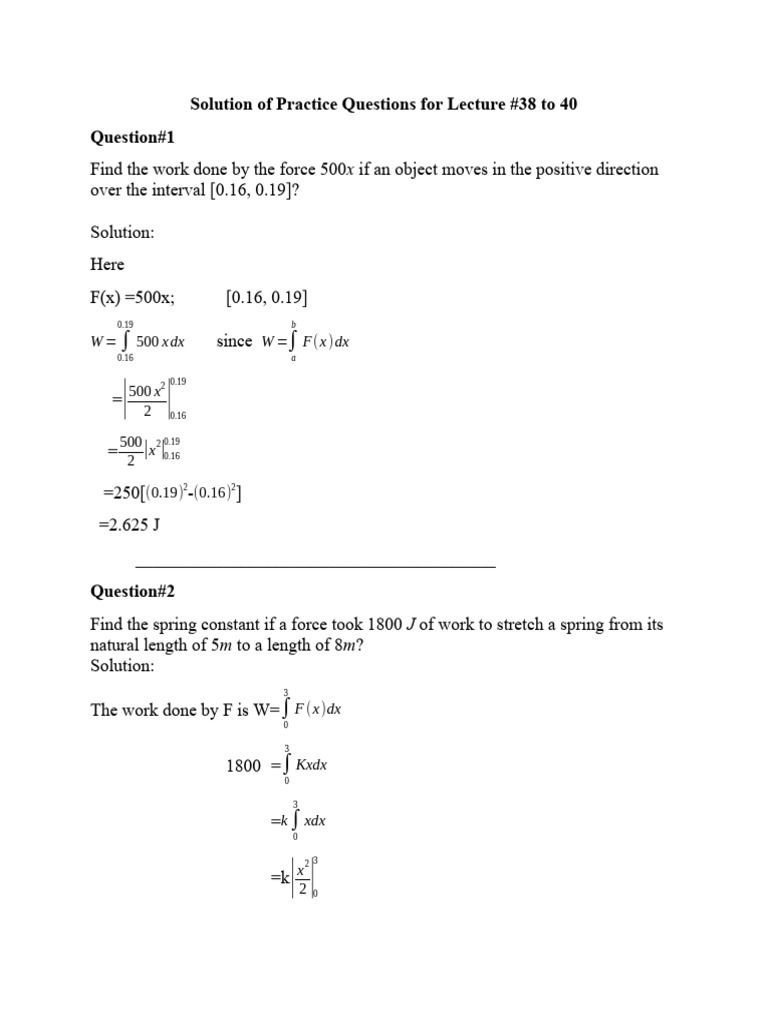 Solutions for Lecture 38-40 Practice Problems | PDF | Mathematical ...