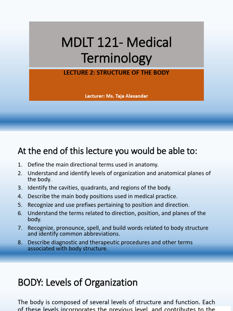 Body Structure and Terminology Overview | PDF | Anatomical Terms Of ...