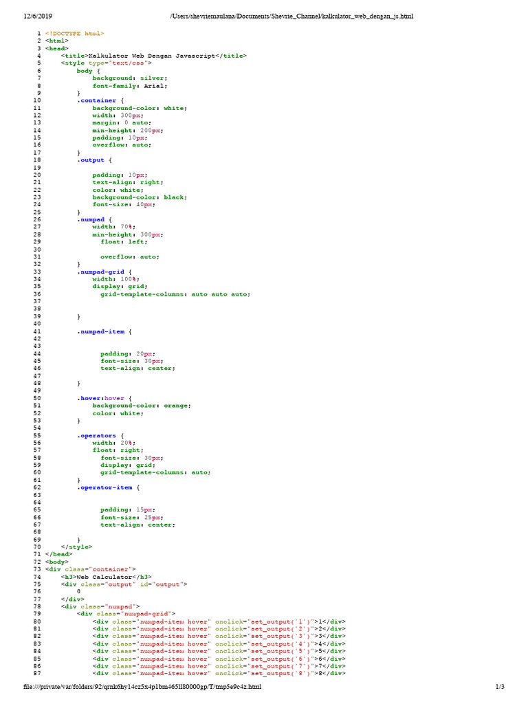 Web Calculator Using JavaScript | PDF | World Wide Web | Internet & Web