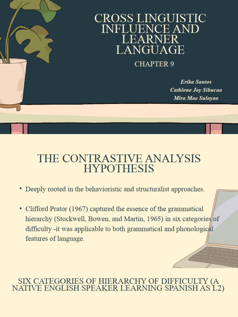Cross Linguistic Influence And Learner Language Pdf Second Language