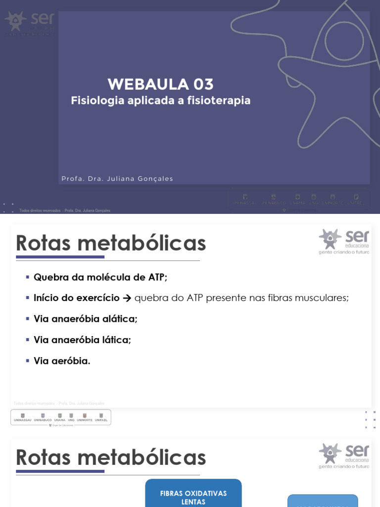 WEBAULA 03 - Fisiologia Aplicada A Fisioterapia | PDF | Glicolise | Metabolismo