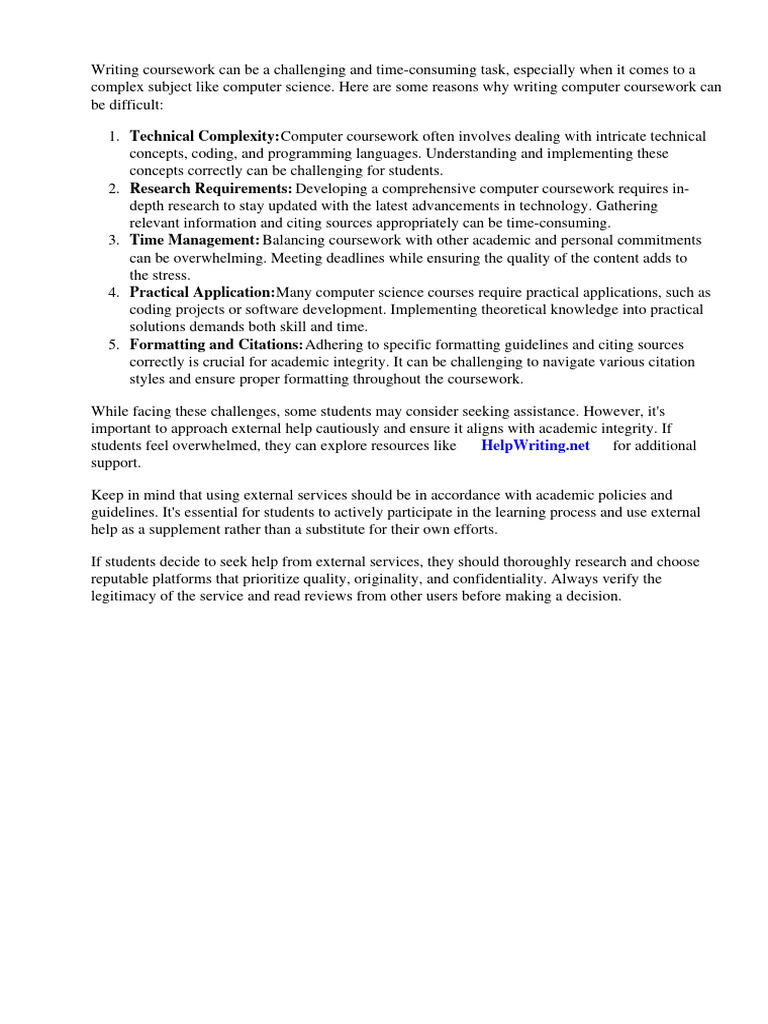 Computer Coursework Sample | PDF | Educational Technology | Science