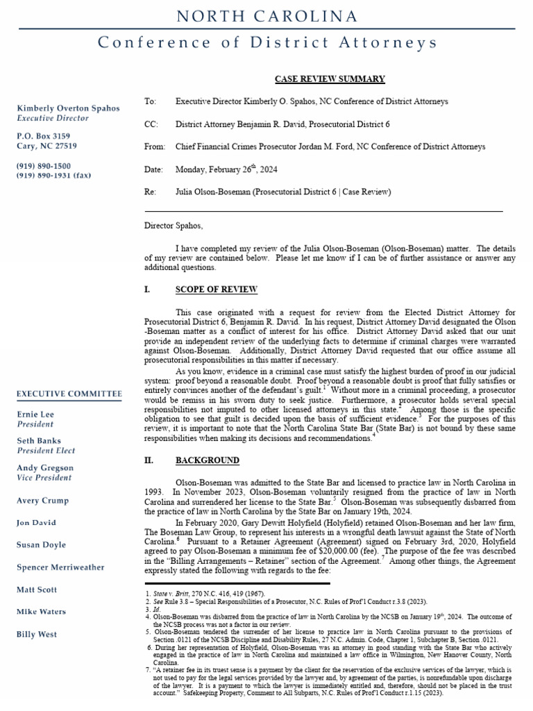 Case Review Summary Final - Olson Boseman | PDF | Prosecutor | Burden ...