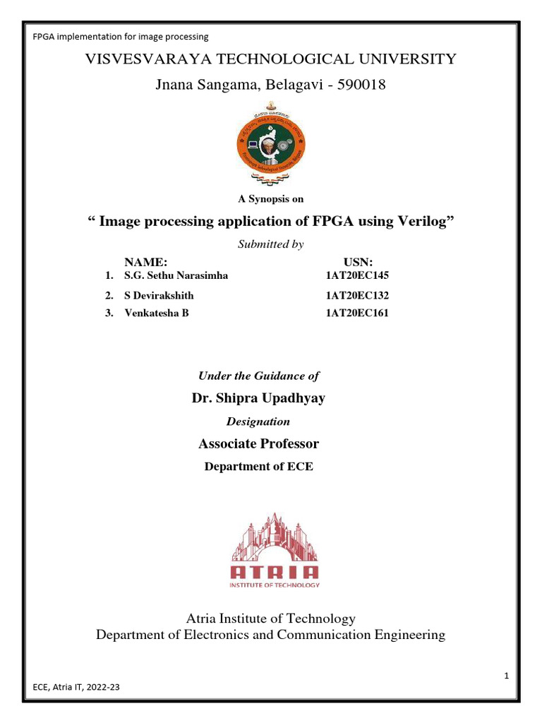 Synopsis Image Processing | PDF | Field Programmable Gate Array | Digital Technology