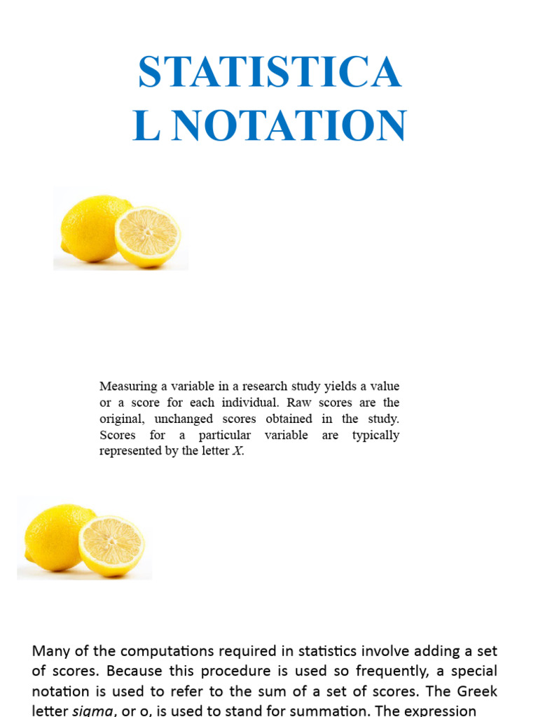 Intro to Statistical Notation | PDF | Summation | Multiplication