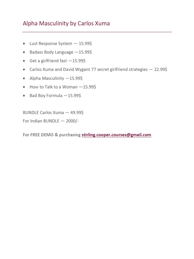 Alpha Masculinity by Carlos Xuma | PDF